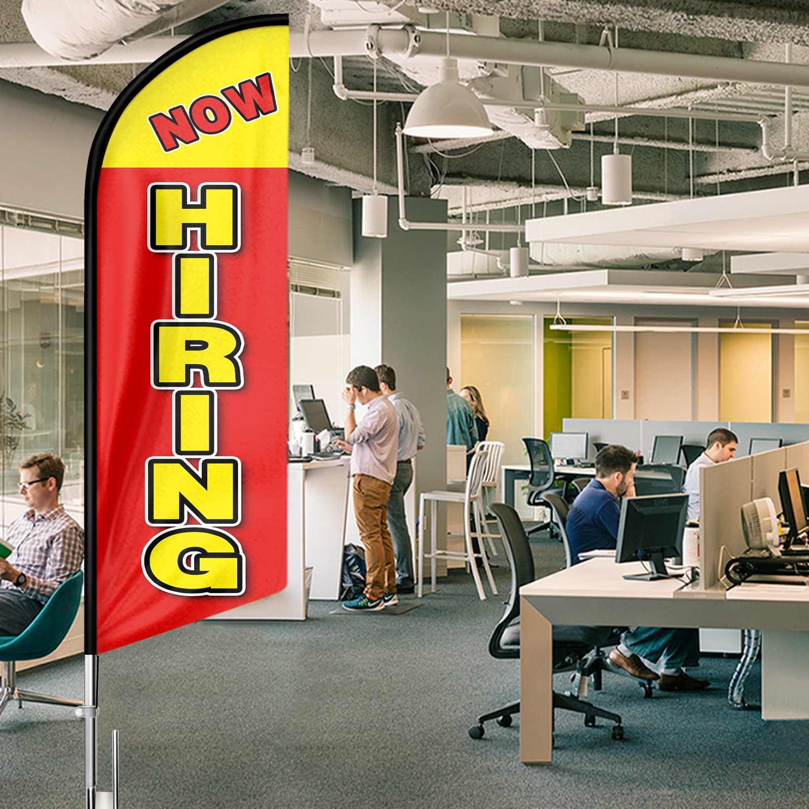 QSUM Now Hiring Themed Swooper Flag, 11FT Now Hiring Advertising ...