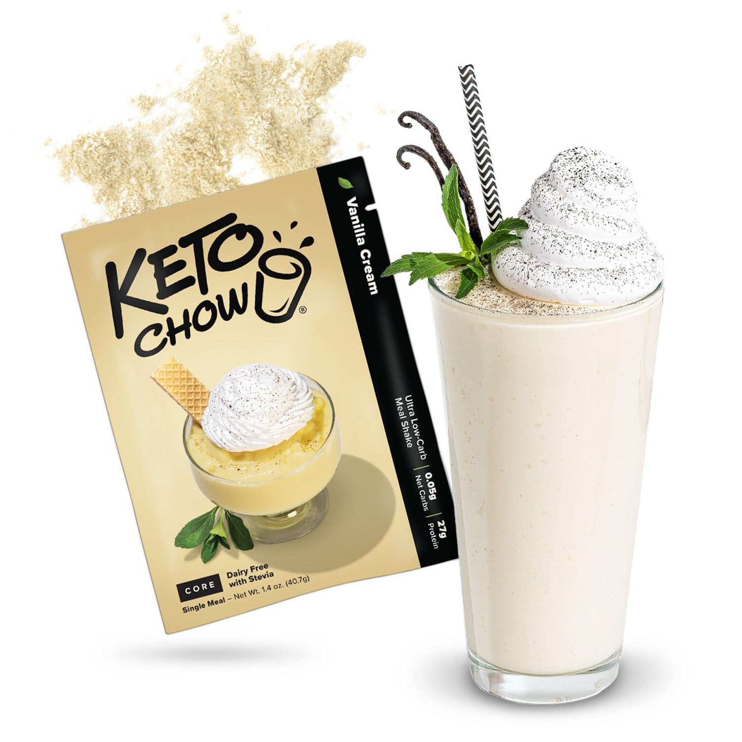 Keto Chow Vanilla Cream Core (w/Stevia) - Keto Meal Replacement Shake ...