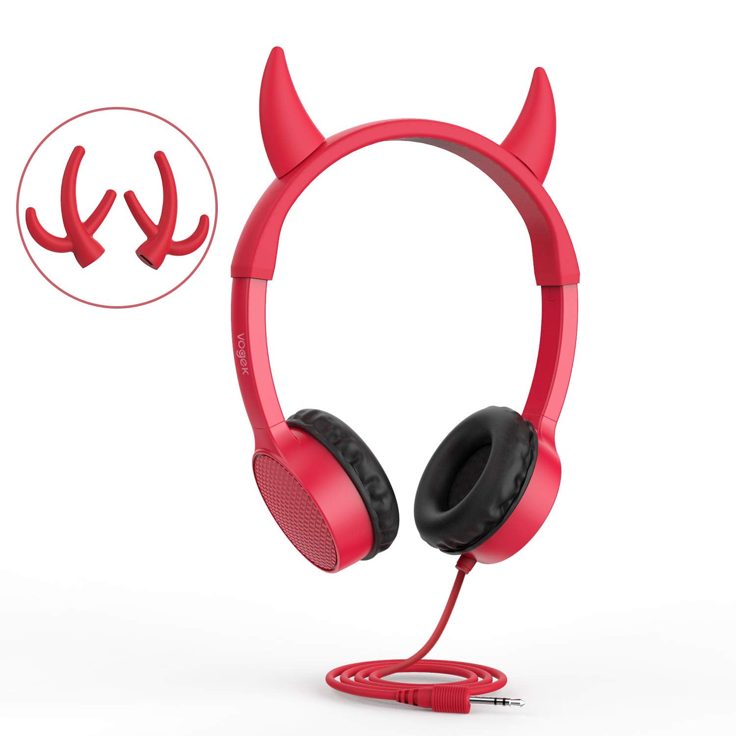 Kids Headphones, Vogek 2 in 1 Devil/Deer Horn Ear Wired On-Ear ...
