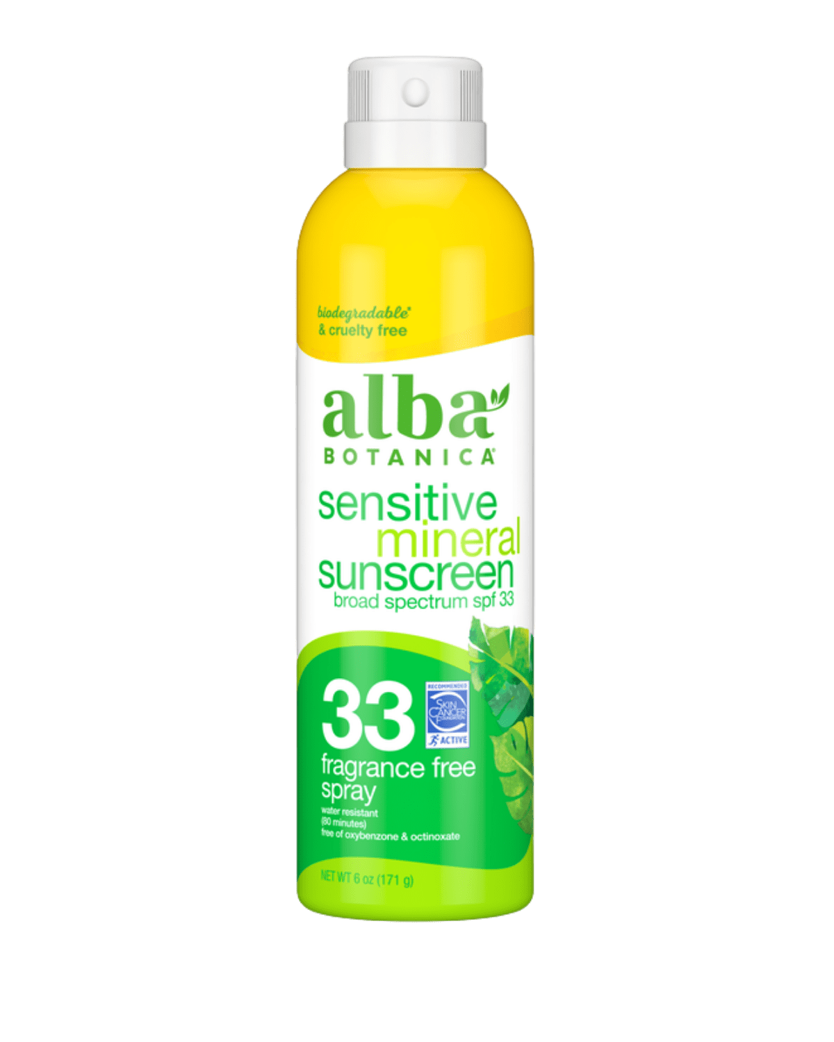 Alba Botanica Sensitive Mineral Sunscreen Spray SPF 33, Fragrance Free ...