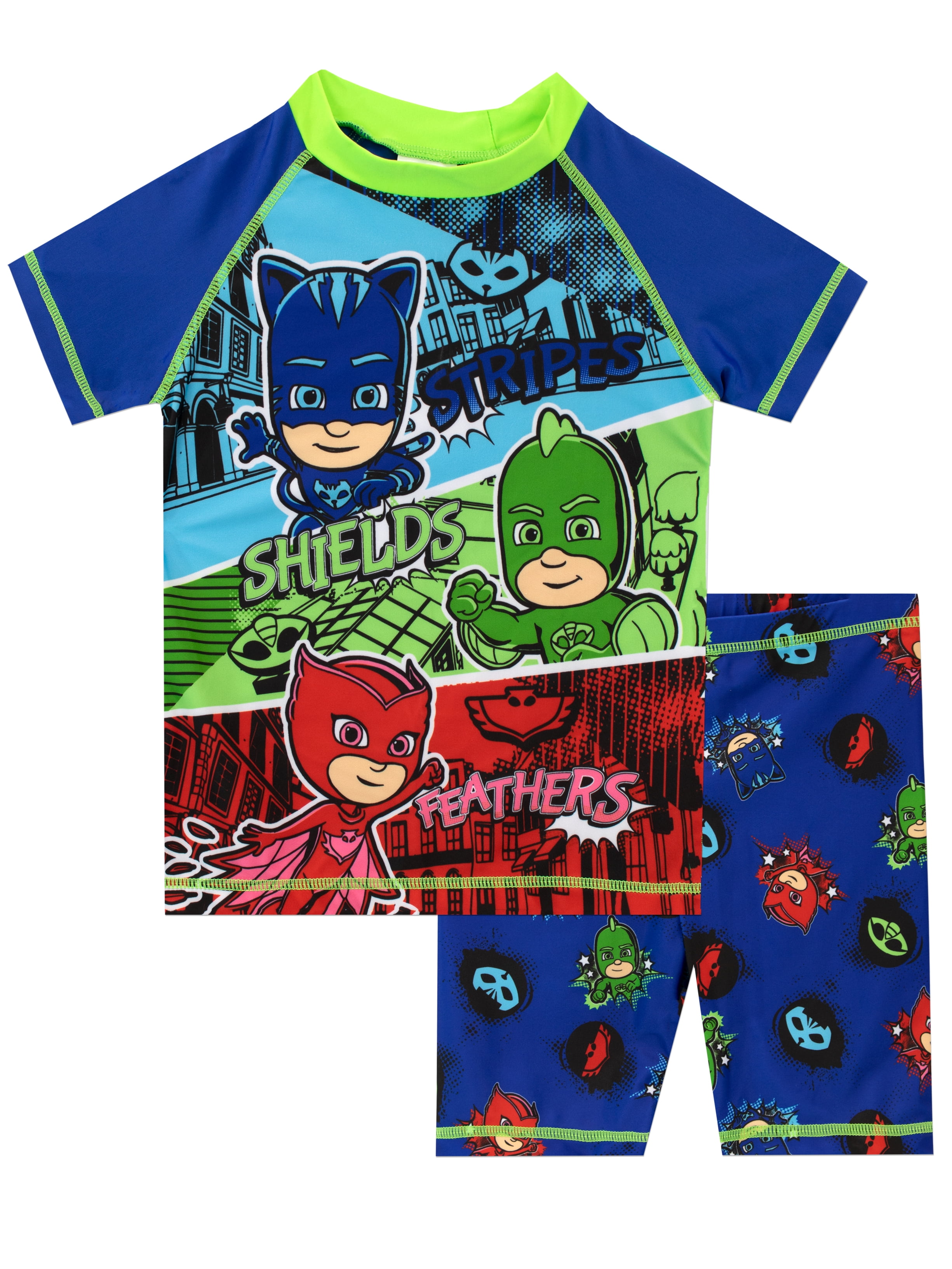 PJ Masks Boys Stripe Swim Set Blue Sizes 4-10 - Walmart.com