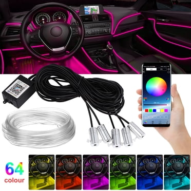 Wireless 5in1 RGB LED Car Interior Atmosphere Strip Lights with Music ...