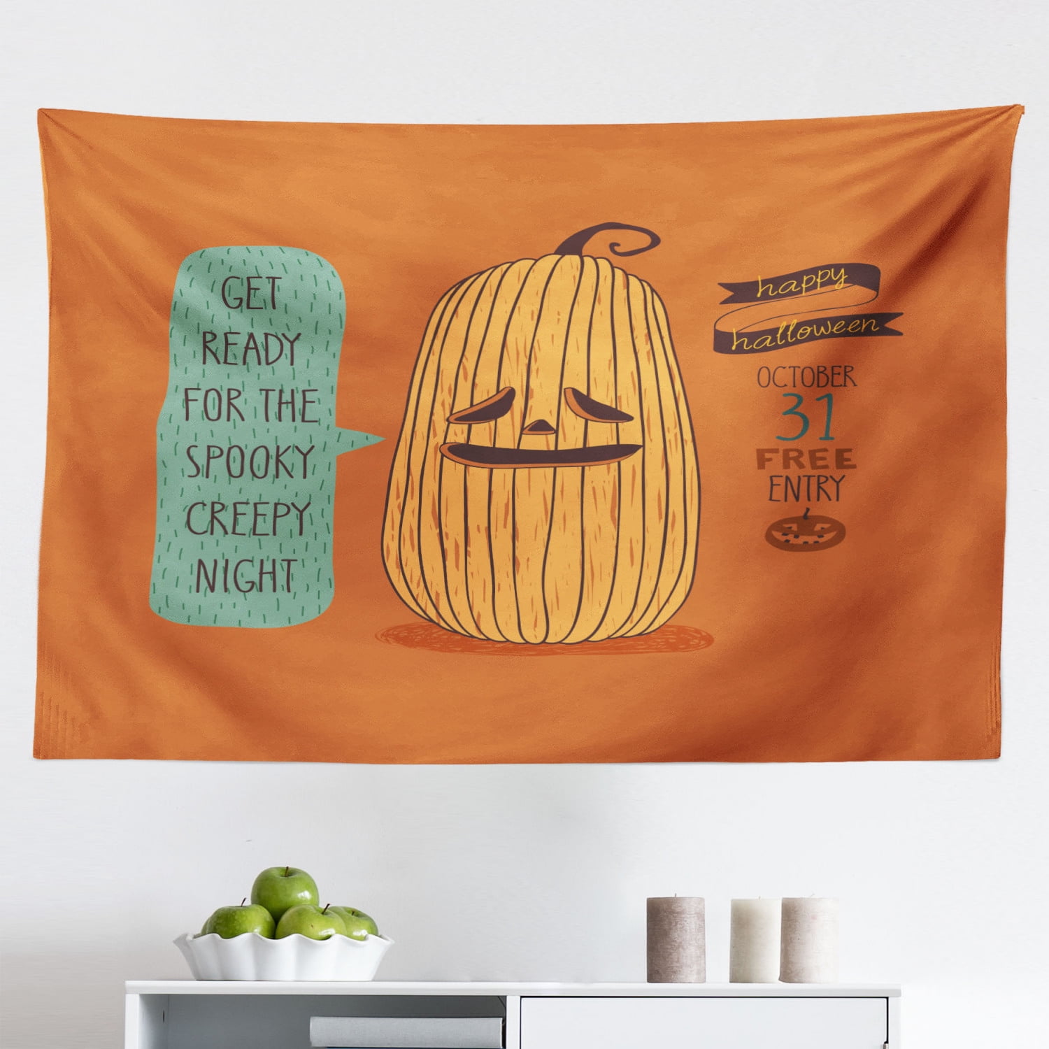 Halloween Tapestry, Zombie Party Typography with Creepy Hands ...