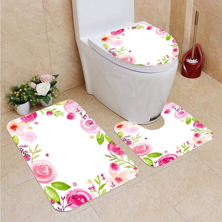 EREHome Modern Hand Painted Watercolor Flower Frame 3 Piece Bathroom ...