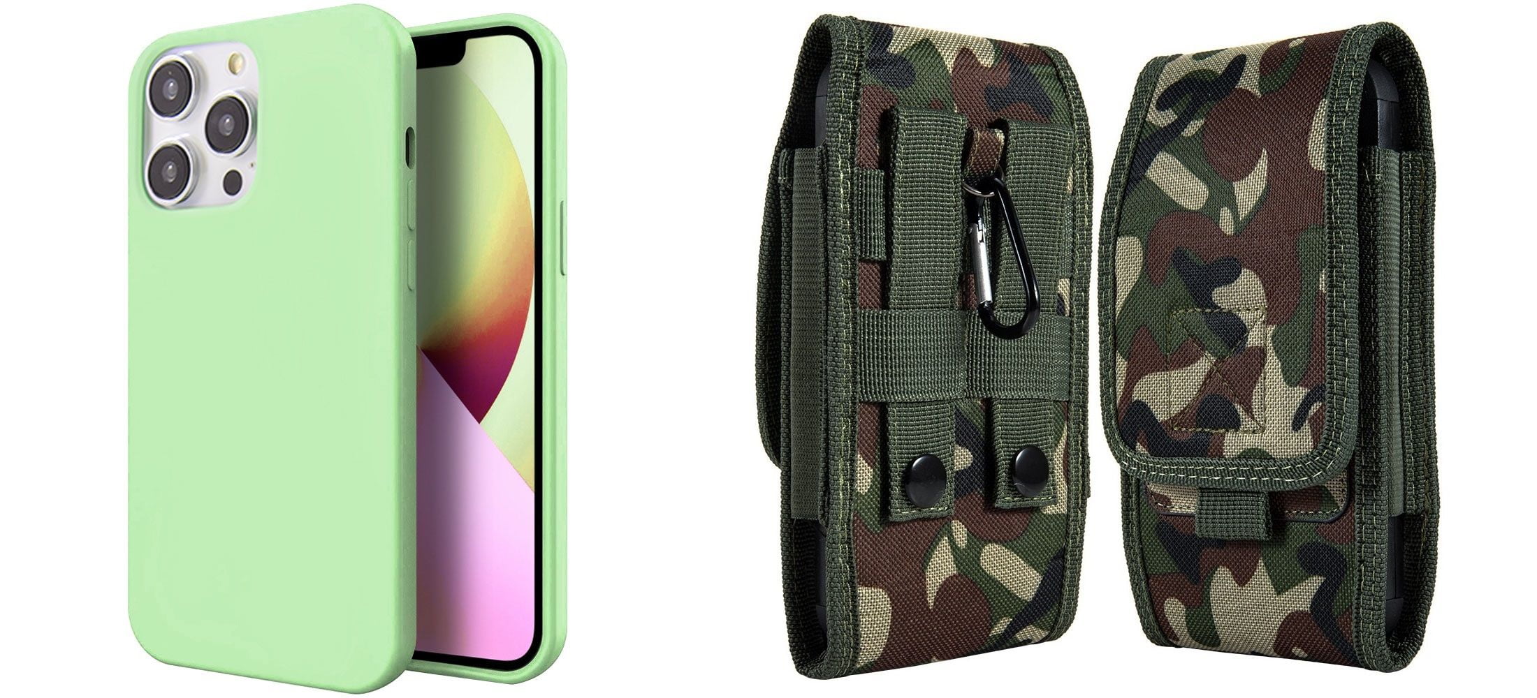 Slim Silicone Case and Belt Holster Pouch for iPhone 14 Pro Max (Mint ...