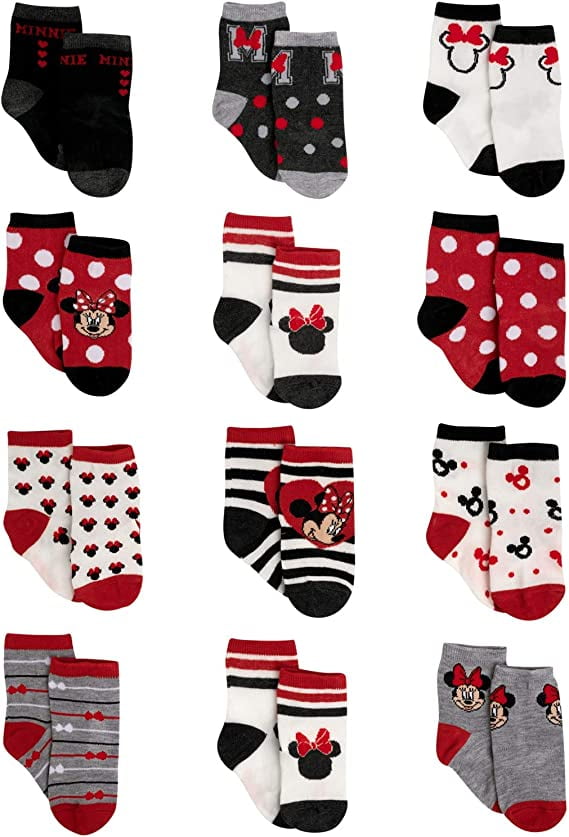 Disney Baby Girls' Socks - 12 Pack Minnie Mouse, Daisy, Princess Socks ...