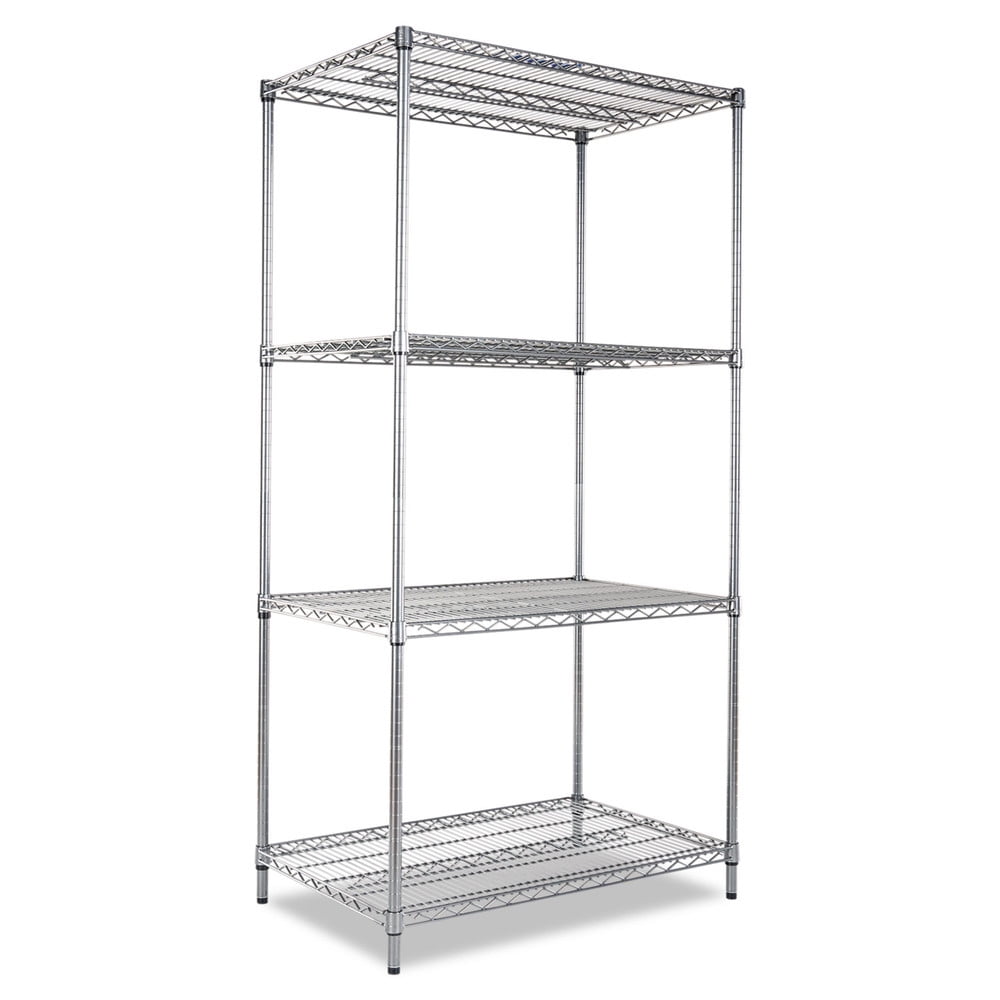 Wire Shelving Starter Kit, Four-Shelf, 36w x 24d x 72h, Black ...