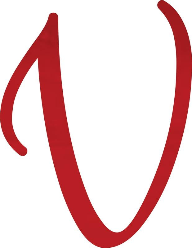 Acrylic Letter V Script, 3'' Tall Transparent Red Alphabet Craft, Color ...