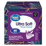 Great Value Ultra Soft Facial Tissues, 1 Cube, 60 Tissues per Cube, 3-Ply - Walmart.com