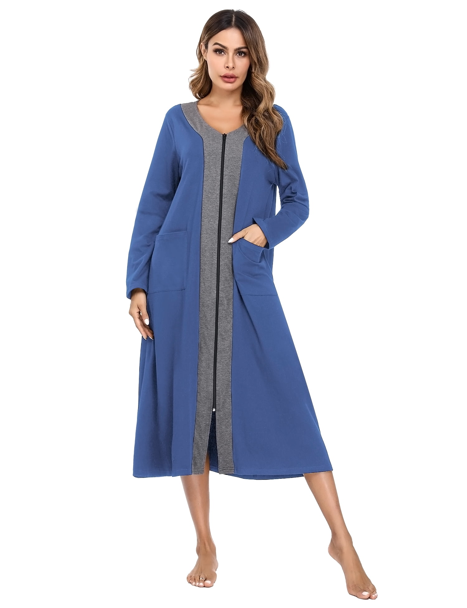 iClosam Womens Cotton Long Nightgown Loose Long Sleeves Full Length ...