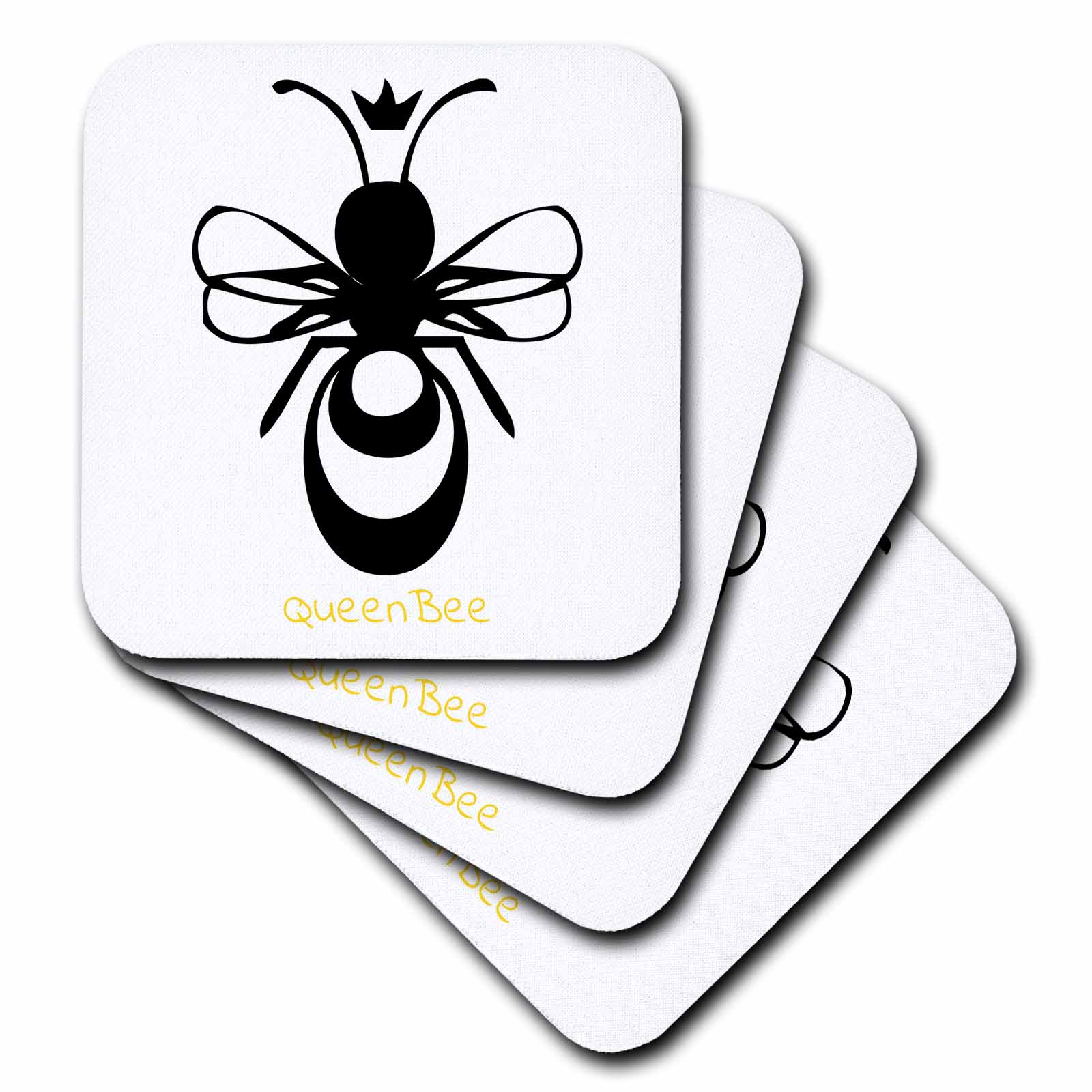 Illustration of a bee with words Queen Bee set of 4 Coasters - Soft cst ...