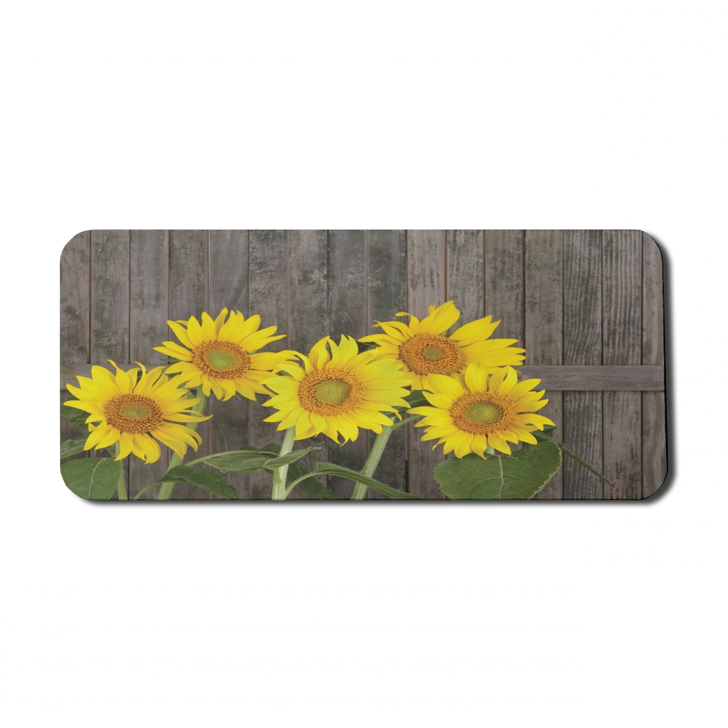 Sunflower Computer Mouse Pad, Helianthus Sunflowers Against Weathered ...