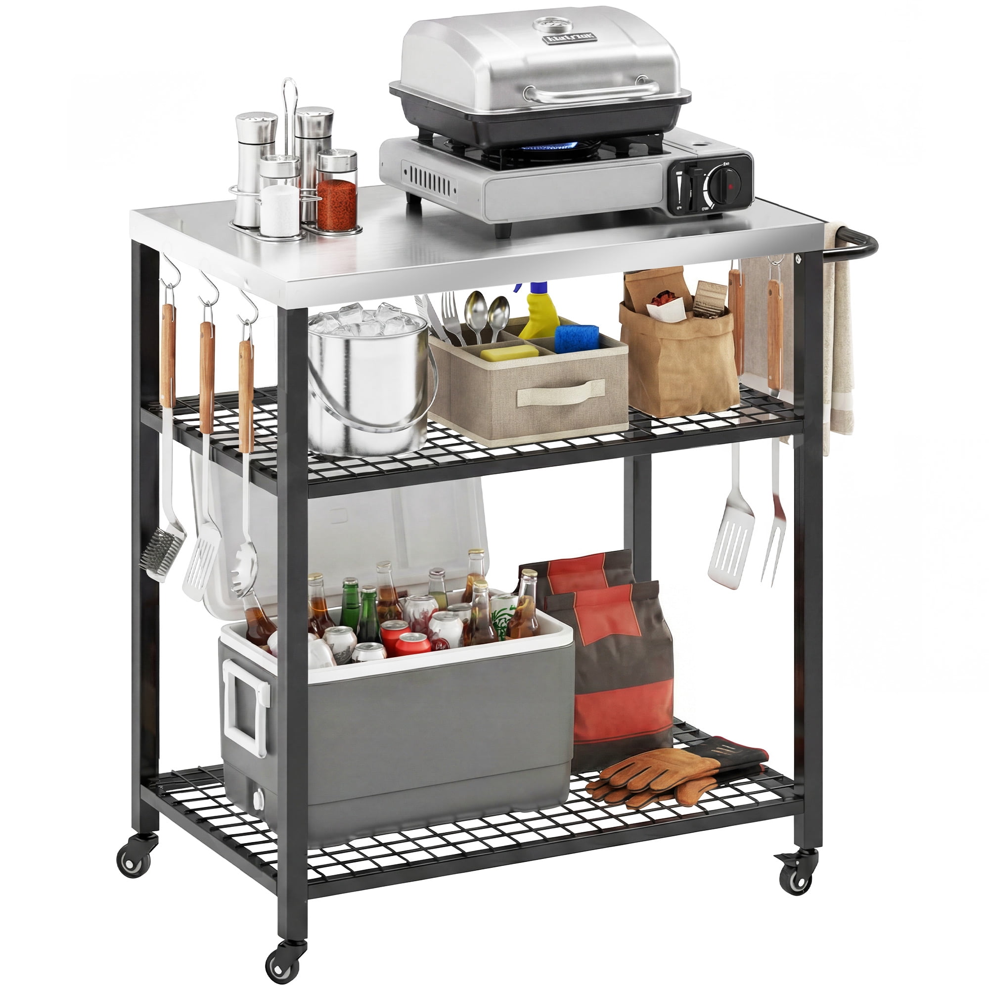 Click here for Outsunny Outdoor Grill Cart With Steel Tabletop  F... prices