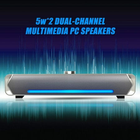axGear Soundbar USB Powered Wired Computer Speakers with LED Light for ...