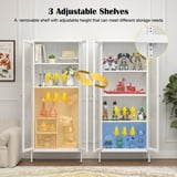 Polup 66''H Vertical Display Cabinet with 4-Tier Curio and Glass Doors ...