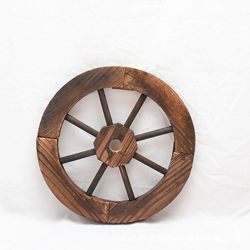 Decorative Wooden Crafts Retro Wagon Wheel Wall Mount Rustic Yard ...