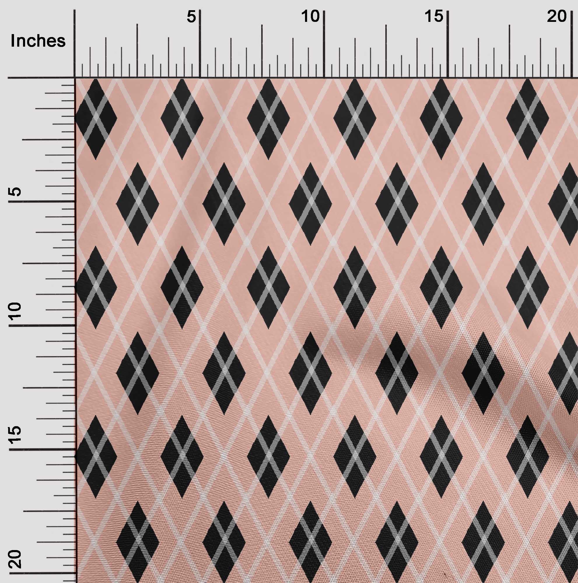 oneOone Cotton Flex Peach Fabric Argyle Check Diy Clothing Quilting ...