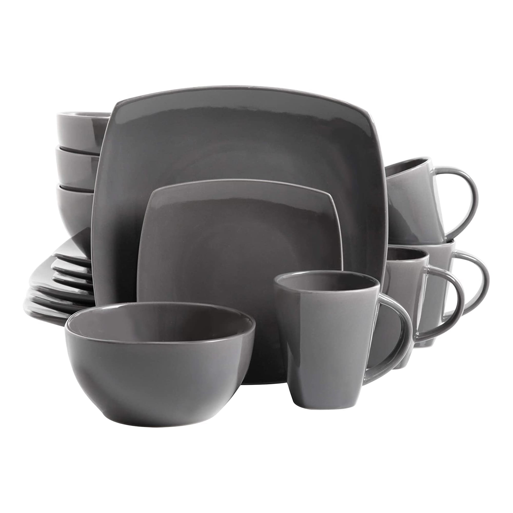 Gibson Soho Lounge Square 16-Piece Dinnerware Set - Gray - Walmart.com
