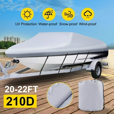 Unique Bargains 20-22ft V-Hull 210D Boat Cover Waterproof Trailerable ...
