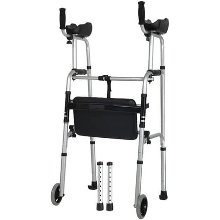 2 Wheels Stand Up Walker, Folding Lightweight Aluminium Walking Frame ...