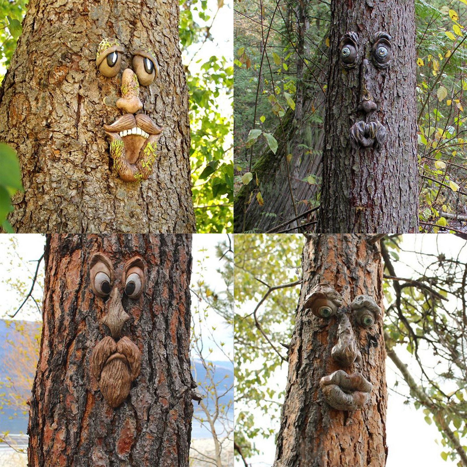Buy MUTOCAR Ghost Face Facial Features Decoration Easter Old Man Tree ...