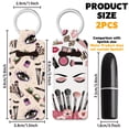 1 Set Elastic Neoprene Keychains Lipstick Bags with Iron Keychain Rings ...