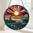 Coastal Whale Stained Glass Window Decor, Sunset Nautical Suncatcher ...