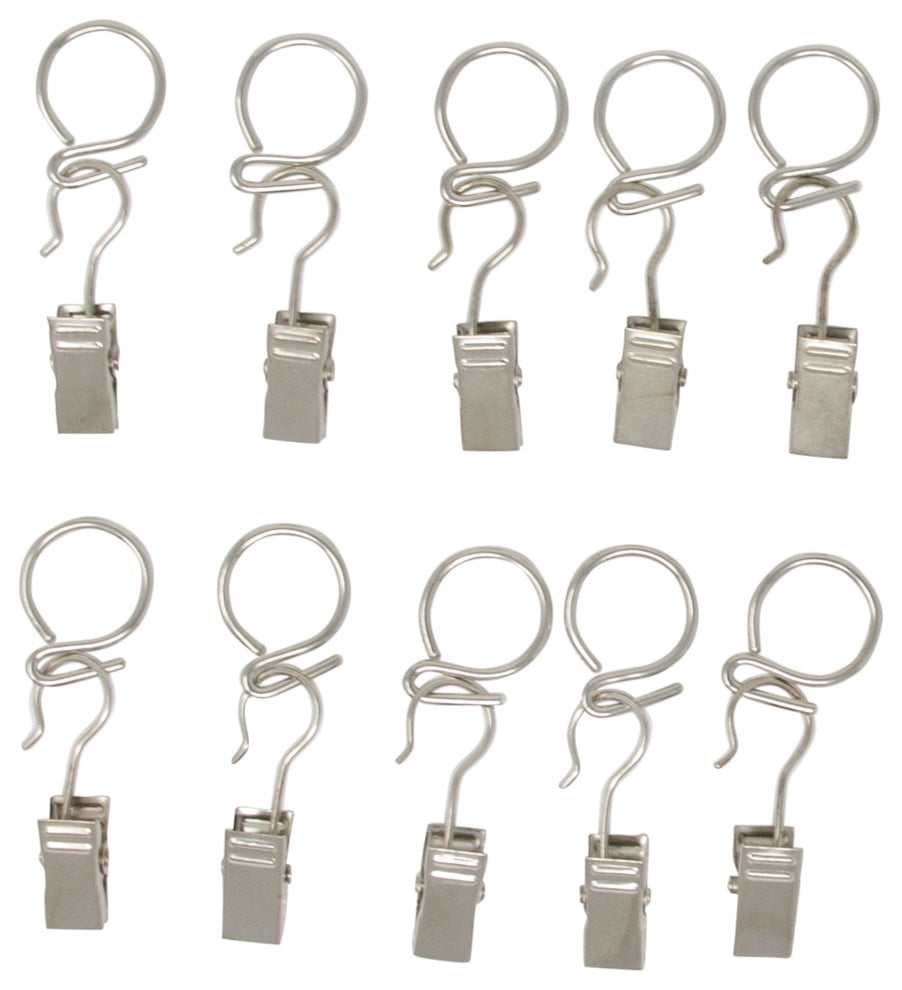 Urbanest S-Hook Rings With Clips 1/2" Cafe Rod, Set of 10, Brushed ...