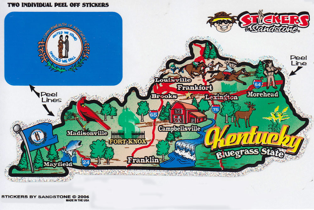 Kentucky State Map Die Cut Sticker - Walmart.com