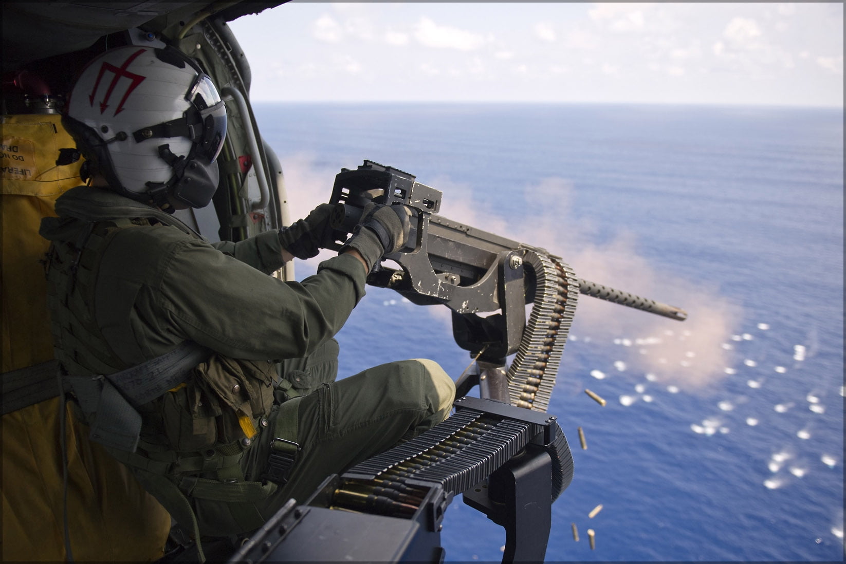 24"x36" Gallery Poster, .50-caliber machine gun aboard helicopter ...
