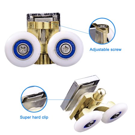 facefd 2pcs Shower Enclosure Door Copper Roller Glass Sliding Door ...