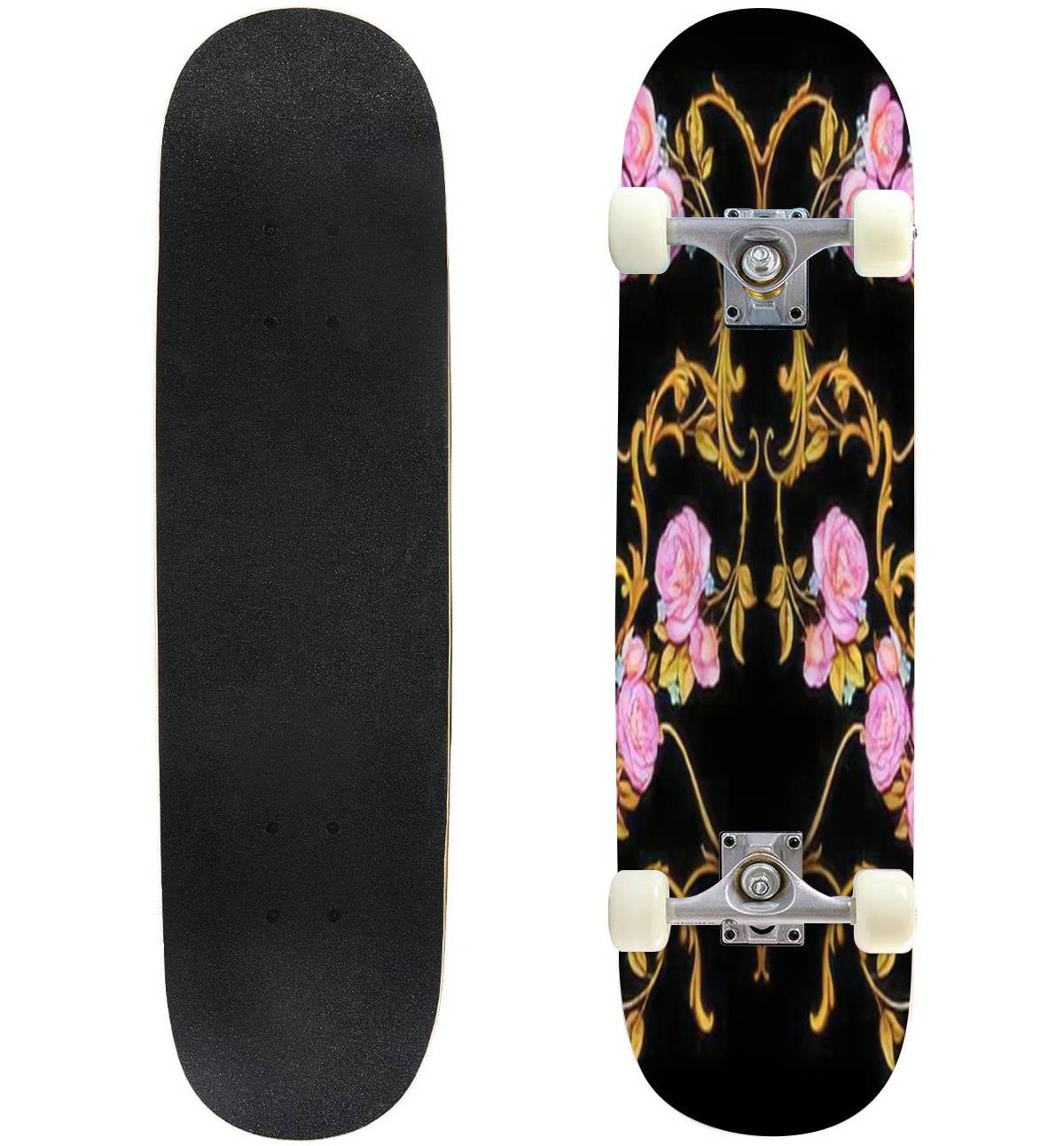 Decorative composition with pink roses Outdoor Skateboard Longboards 31 ...