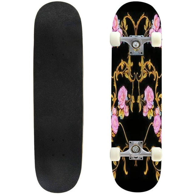 Decorative composition with pink roses Outdoor Skateboard Longboards 31 ...