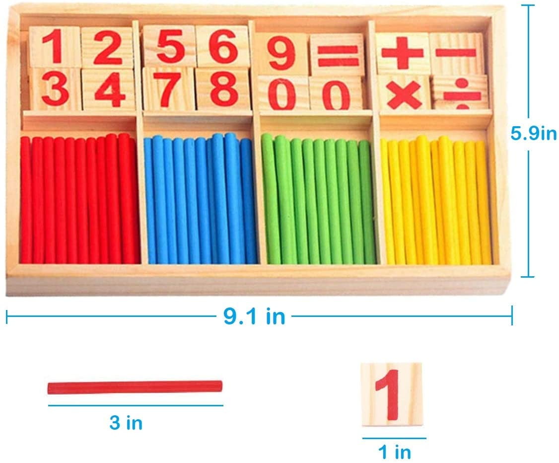Buy Colorful Wooden Counting Sticks Building Blocks Number Cards and ...