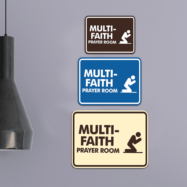 Classic Framed Multi-Faith Prayer Room Sign (Brushed Silver) - Large ...