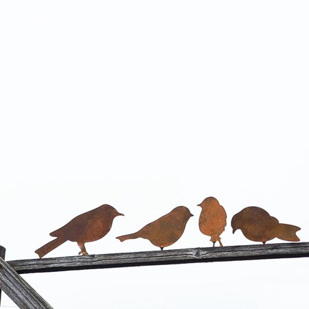 Rust Ornamental Garden Stopper,4 Metal Birds with Screws,Birds Garden ...