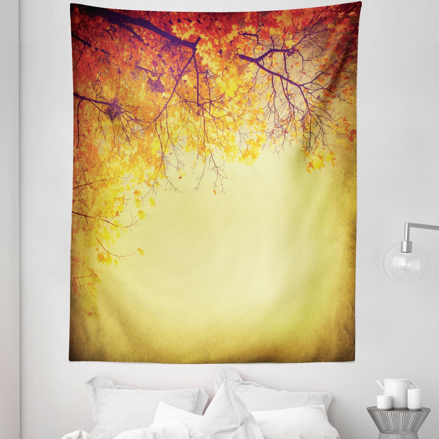 Fall Tapestry, Retro Style Faded Inspirational Autumn Photo with ...