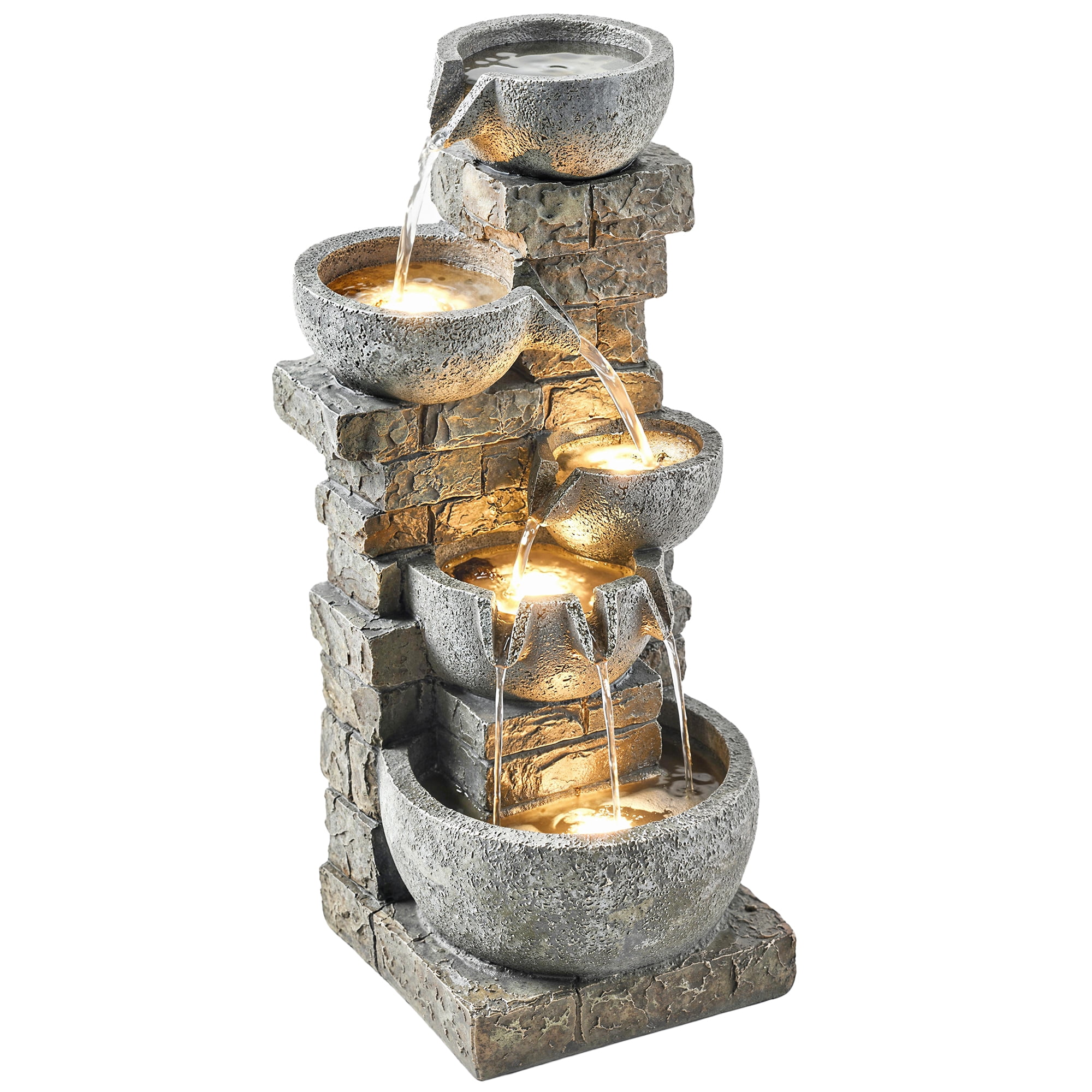 Click here for Outsunny 5 Tiers Outdoor Water Fountain With Led L... prices