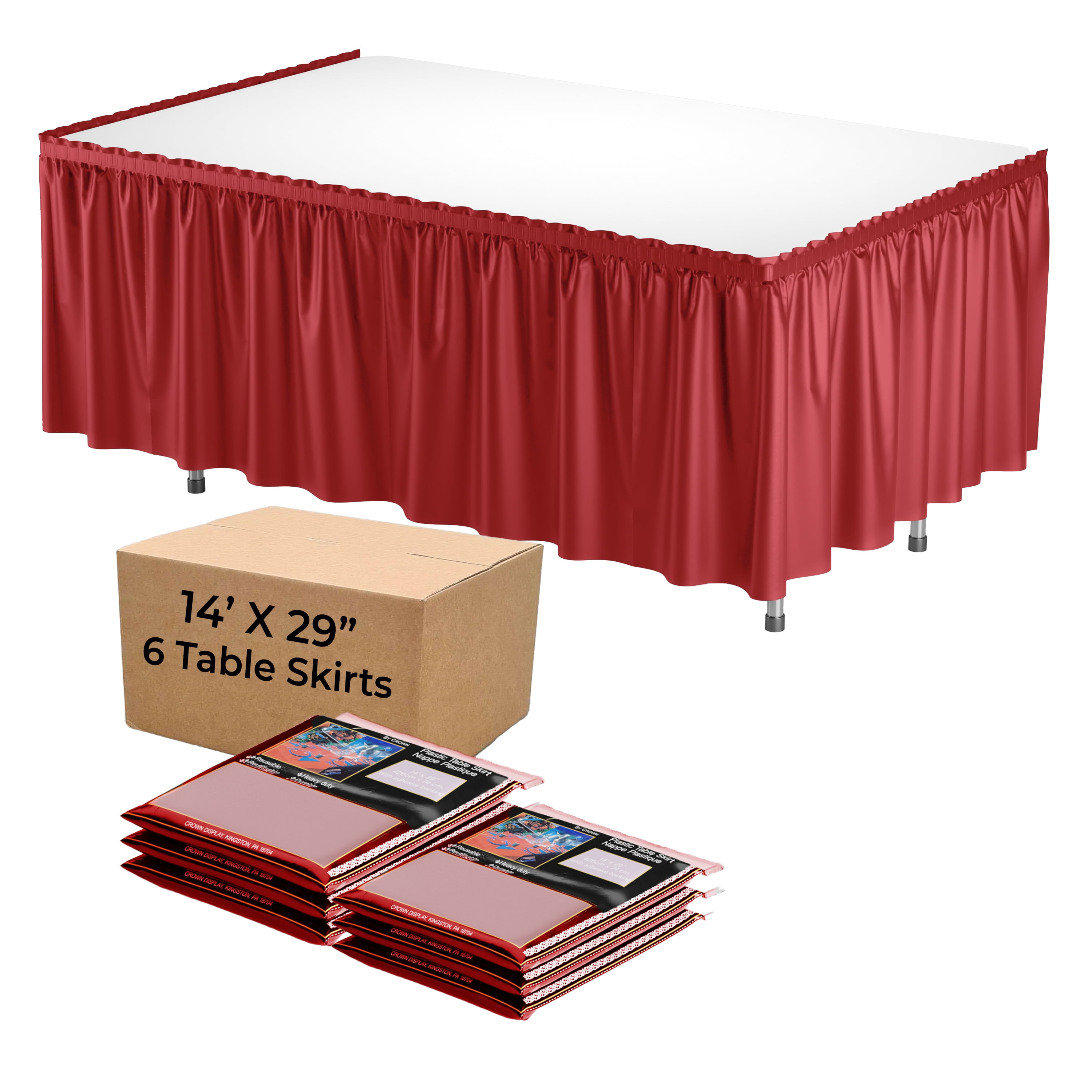 Exquisite 14 Ft. Red Plastic Table Skirt - 6 Count - Walmart.com