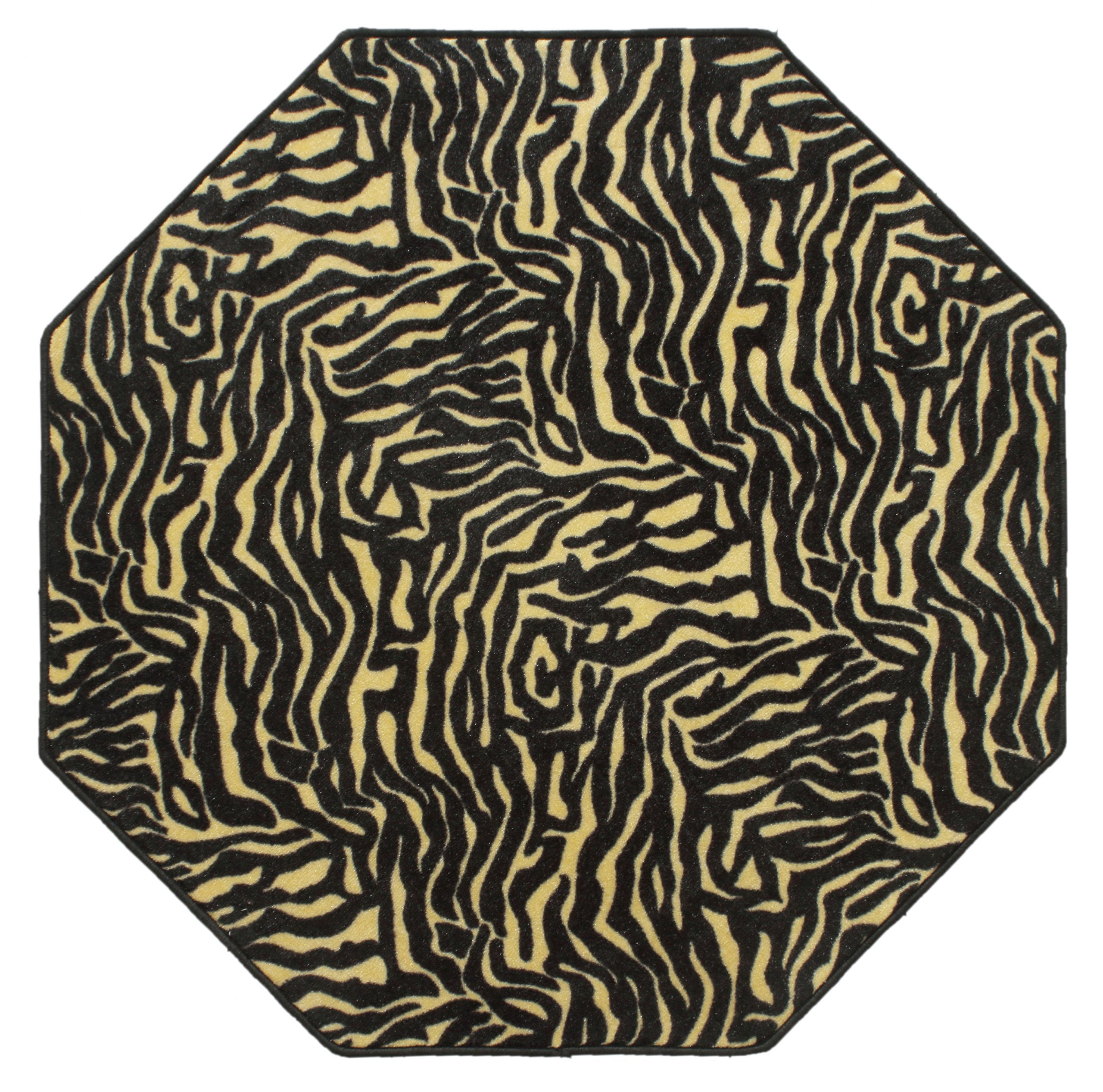 Furnish My Place Animal Print Rug - 2 ft. Octagon, Zebra Grazer, Nylon ...