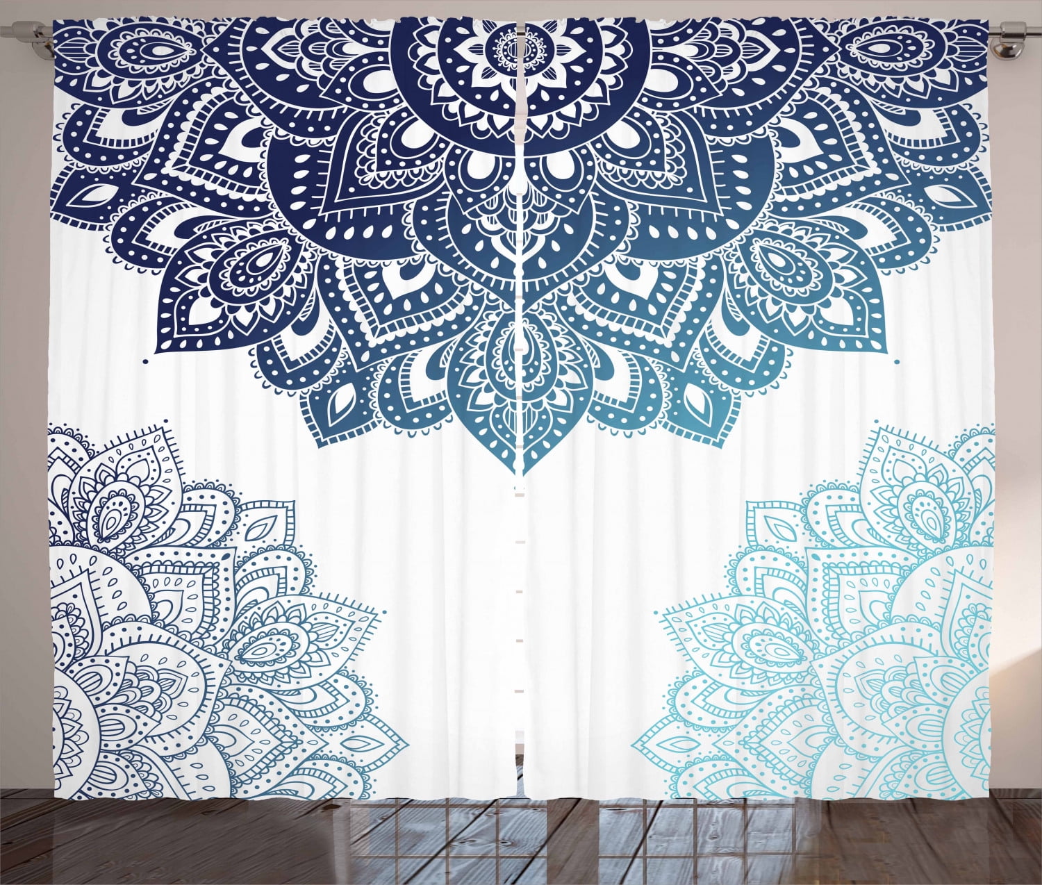 Henna Curtains 2 Panels Set, South Asian Mandala Design with Vibrant ...