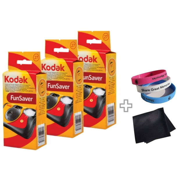 Kodak FunSaver 8617763 Disposable Camera (3 Pack) Plus a Bonus Wrist ...