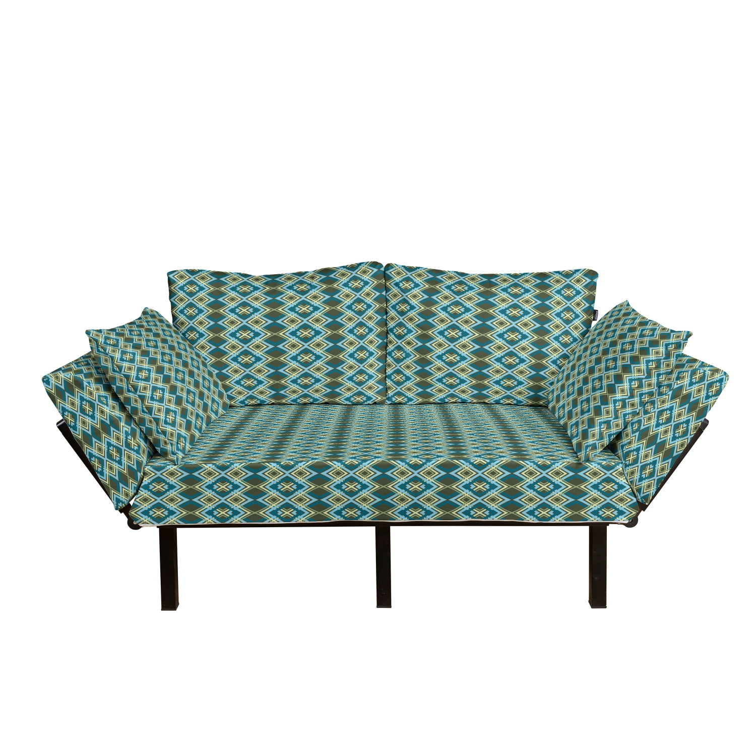 Geometric Futon Couch, Abstract Overlapping Diamond Shapes with ...