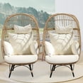 NICESOUL Oversized Rattan Patio Egg Chair - Boho Lounge Outdoor Chair ...