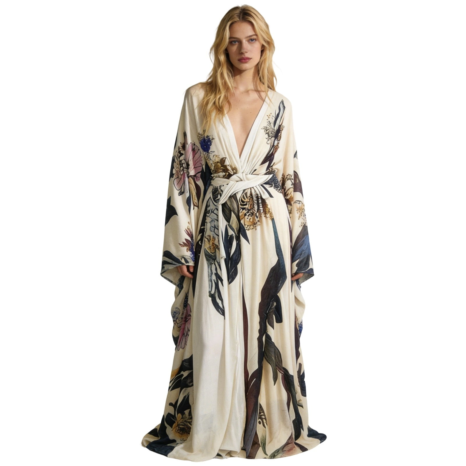 Click here for Fsagae Regular Long Belted Kimono Robe  Print Swim... prices