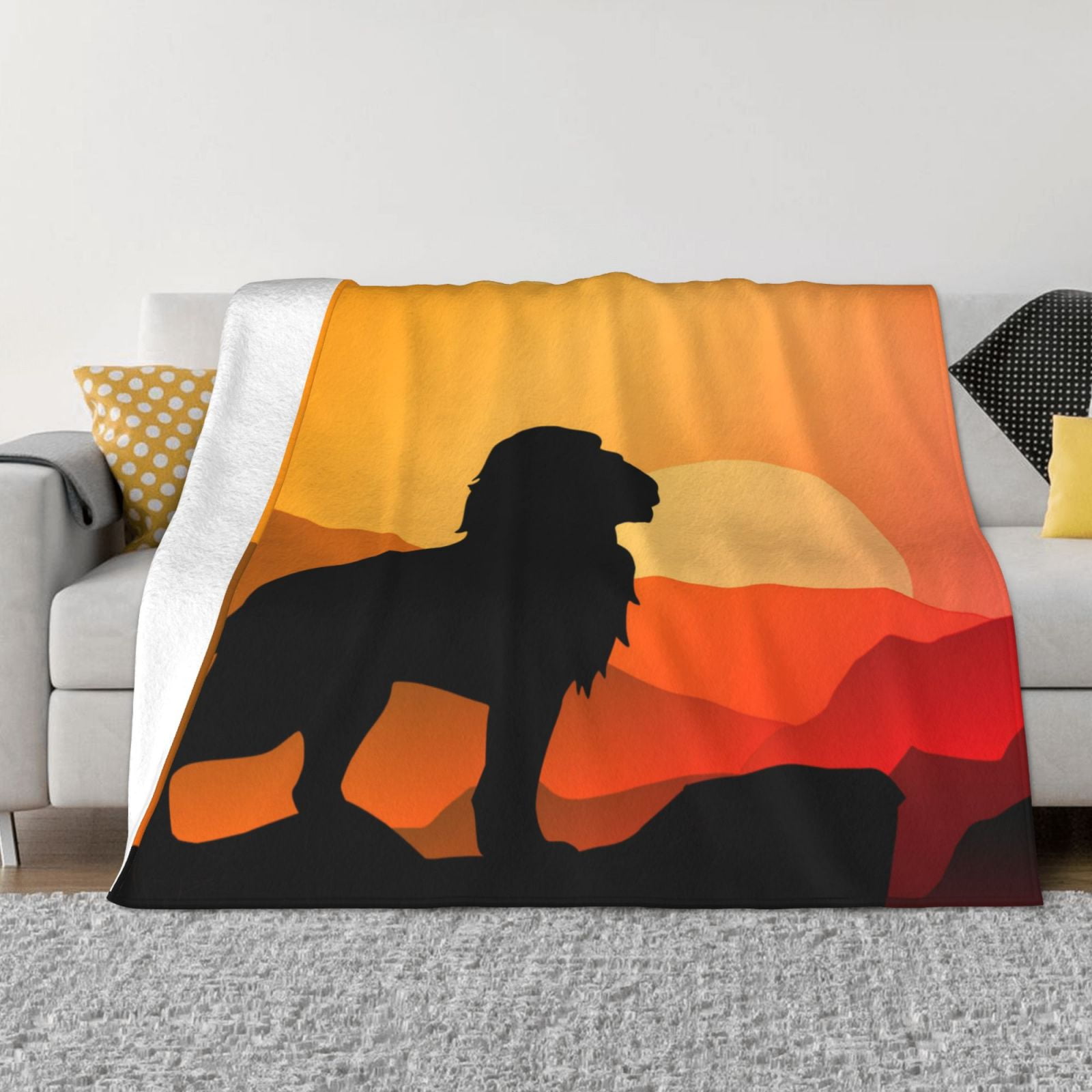 Sunset Lion King Blanket, Fluffy Soft Cozy Blanket Flannel Plush ...