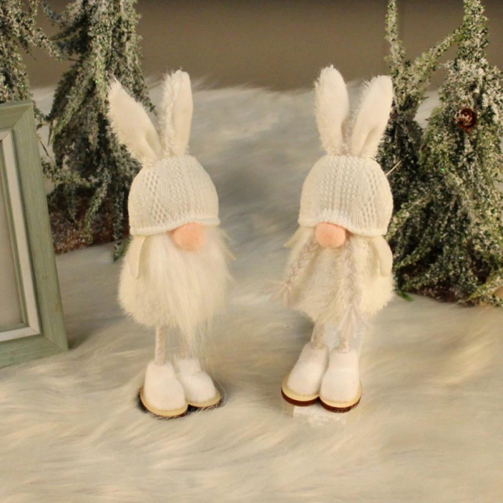 2 Pcs Christmas Rabbit Goblin Doll Gnome Fabric Faceless Doll Ornament ...