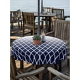 Abstract Art Round Outdoor Tablecloth with Umbrella Hole Classic Navy ...