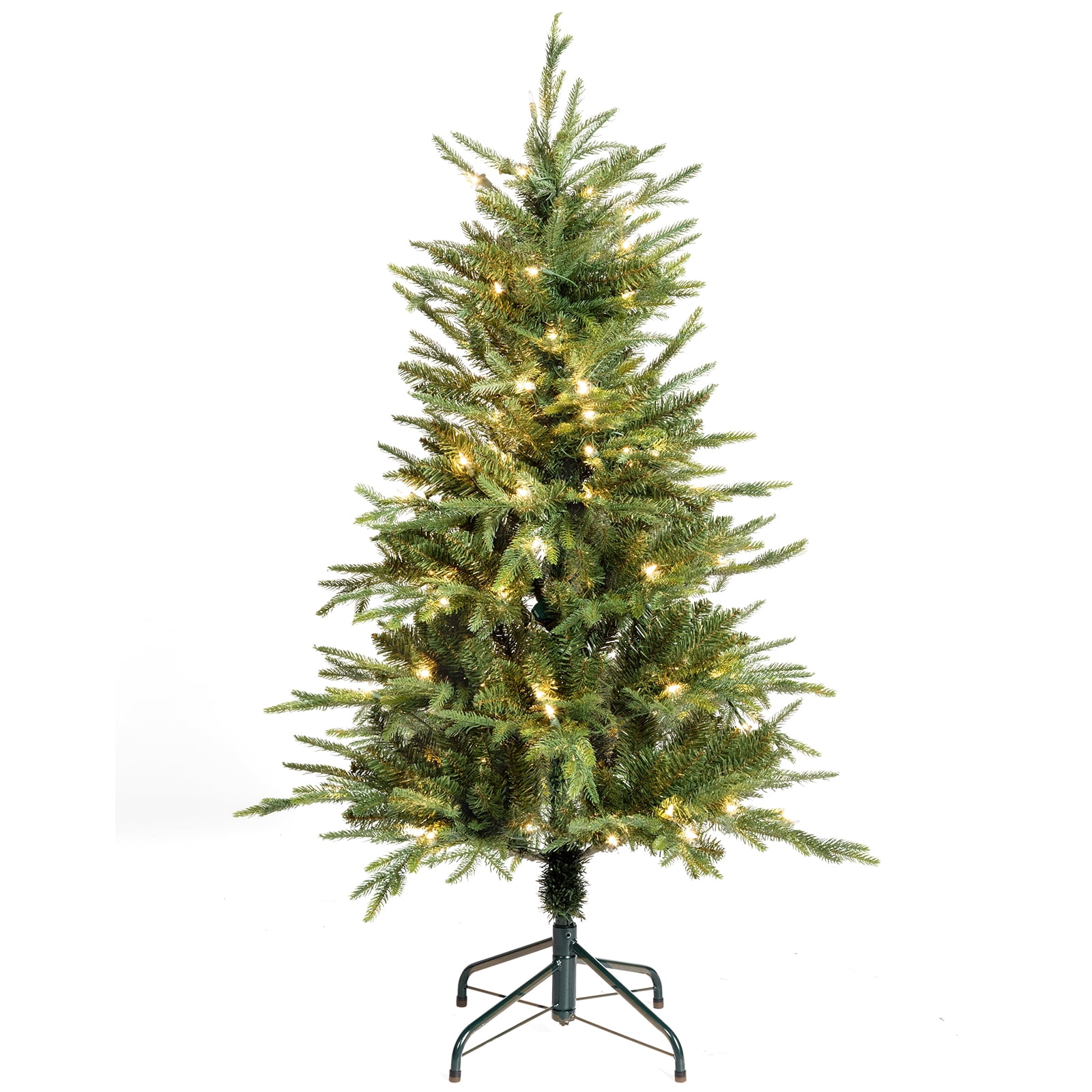 4.5 ft Tall Pre-Lit Artificial Christmas Tree with Lights, Full ...