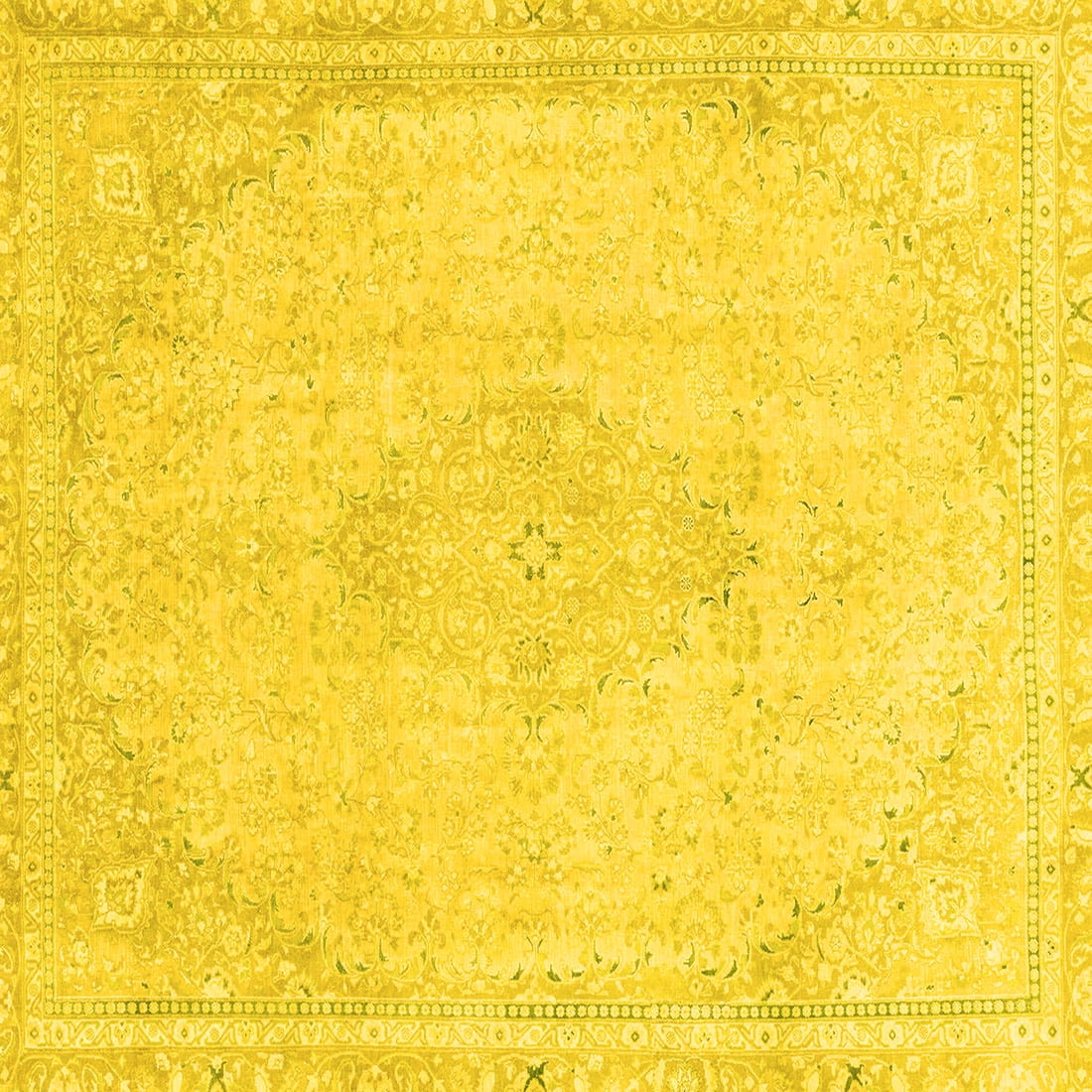Ahgly Company Indoor Square Abstract Yellow Modern Area Rugs, 6' Square ...